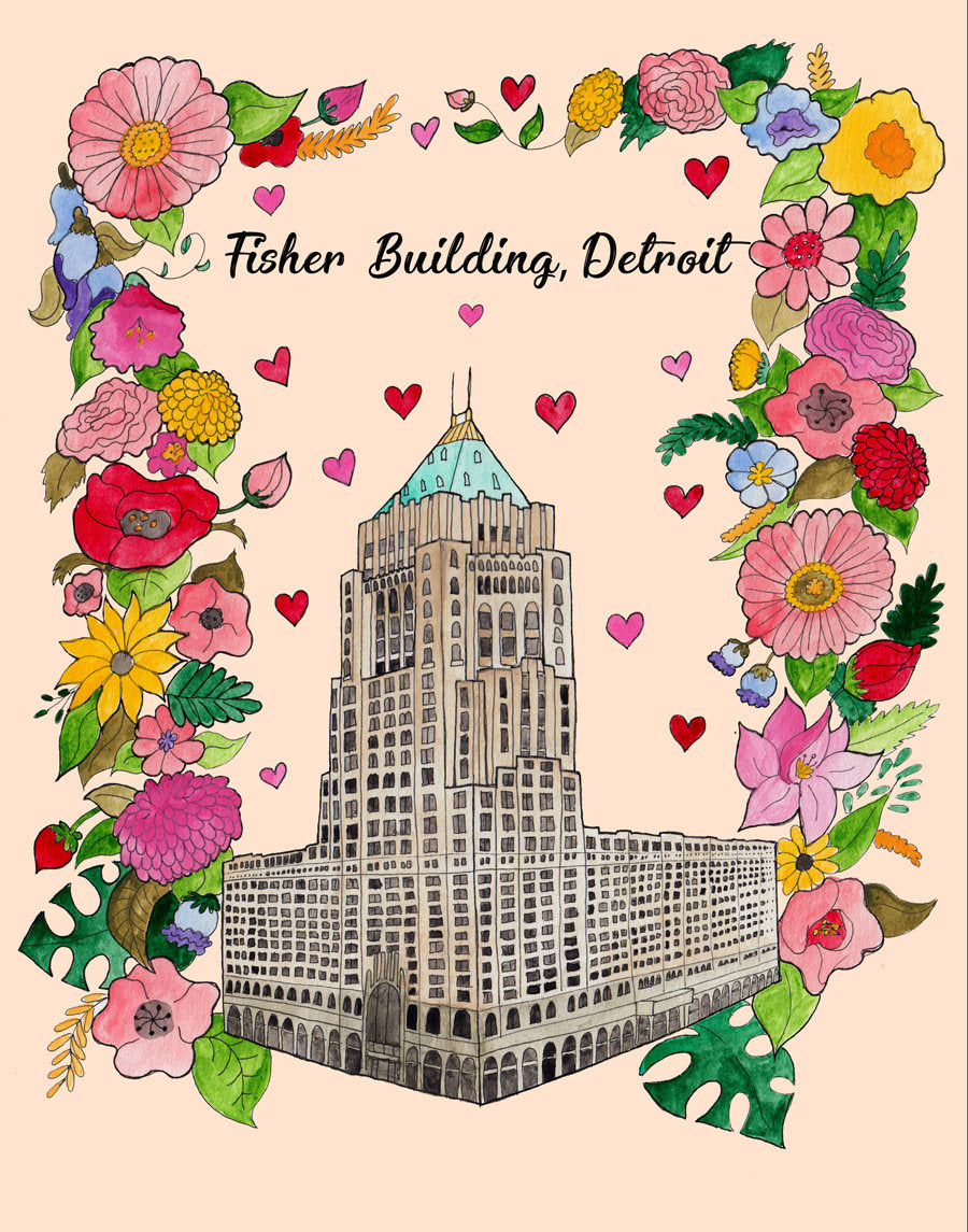Fisher Building Detroit Print – Jodi Lynn Doodles